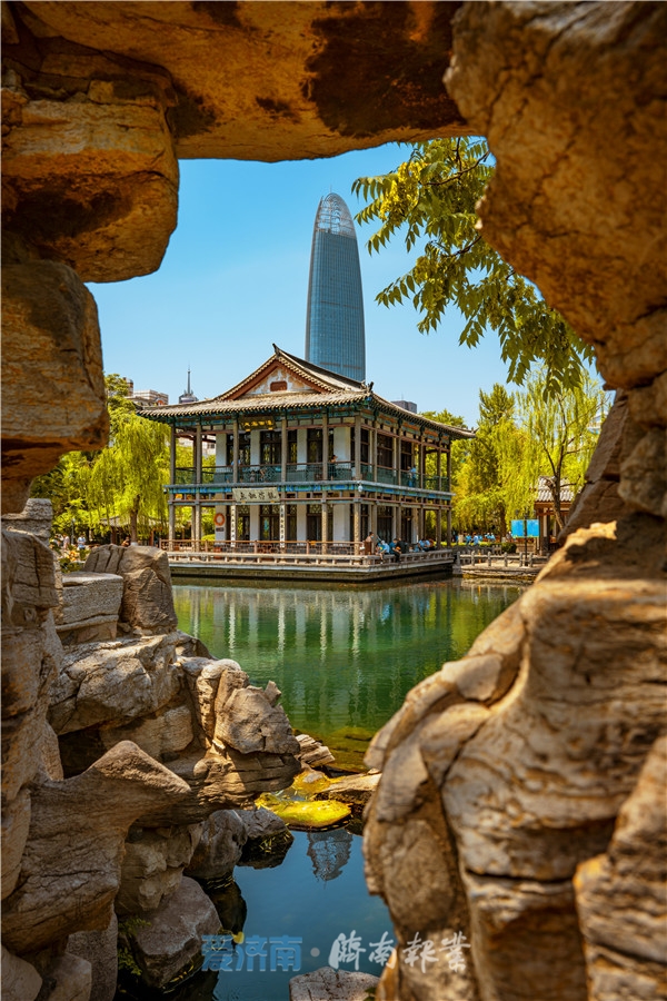 Summer scenery of Five Dragon Pool Park - Jinan, a City of Springs