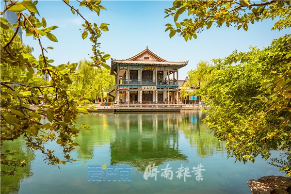 Summer scenery of Five Dragon Pool Park - Jinan, a City of Springs